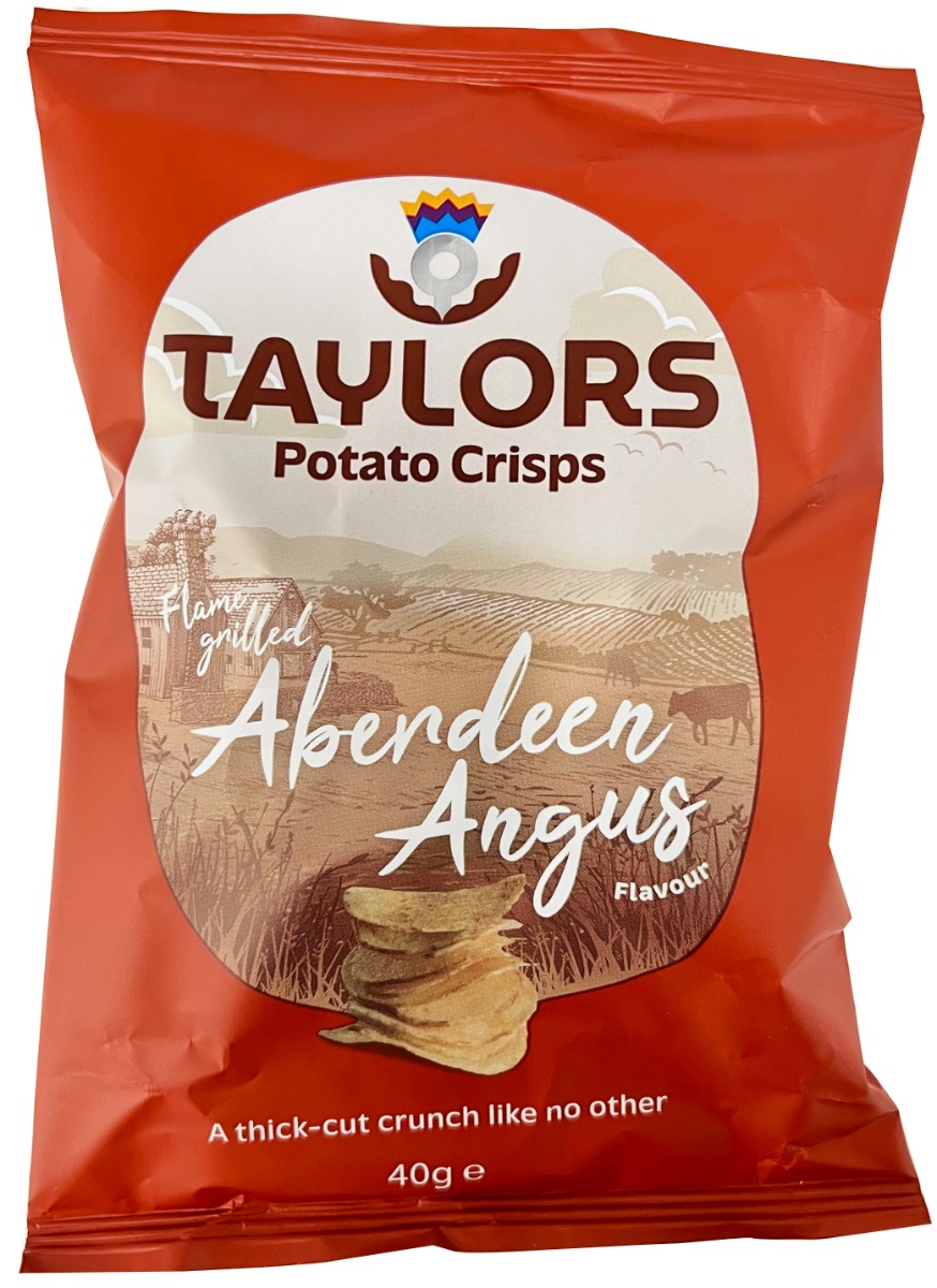 Taylor Flammed Aberdeen Angus chips 40g | Supervin.dk